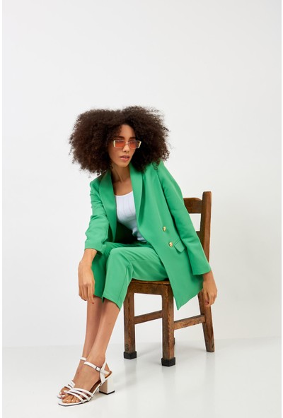 Coral Şal Yaka Ceket Çimen Yeşili