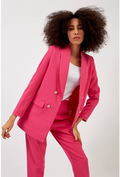 Coral Şal Yaka Ceket Fuşya