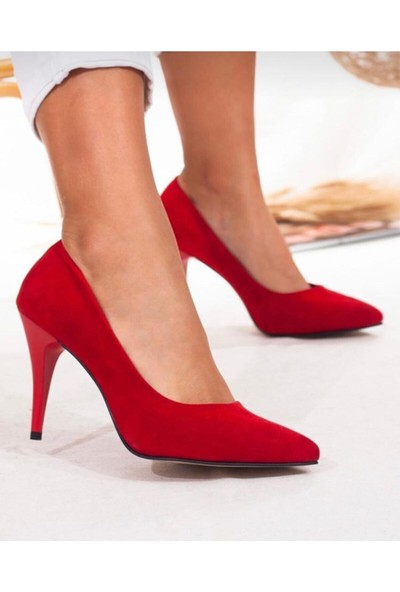 Demashoes Kadın Kırmızı Süet Ayakkabı