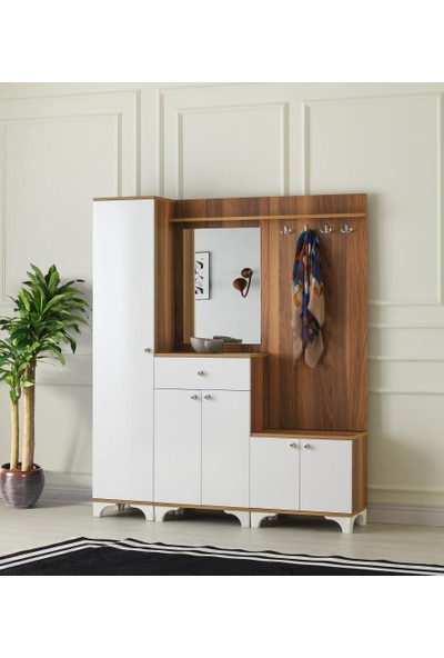 Sivas Gözde Mobilya Elmas 3lü Portmanto Askılık Ayakkabılık Aynalı 160x36x193