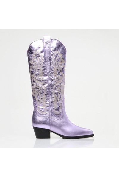 Hotiç Hakiki Deri Lila Kadın Çizme