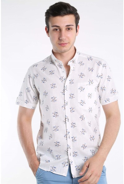 Intersivin Slim Fit Desenli Kısa Kollu Gömlek Intersivin Slim Fit Desenli Kısa Kollu Gömlek