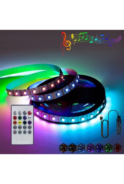 Ecuy Rgb Şerit LED Müziğe Duyarlı Ritimle Uyumlu Uzaktan Kumandalı Yapışkanlı Şerit LED 3metre USB Kablo Ecuy Rgb Şerit LED Müziğe Duyarlı Ritimle Uyumlu Uzaktan Kumandalı Yapışkanlı Şerit LED 3metre USB Kablo