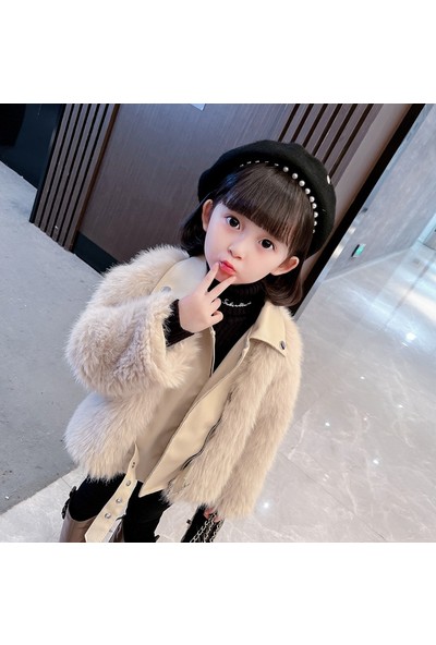 Incendio Kız Çocuk Kore Tarzı Kısa Kürk Ceket (Yurt Dışından)