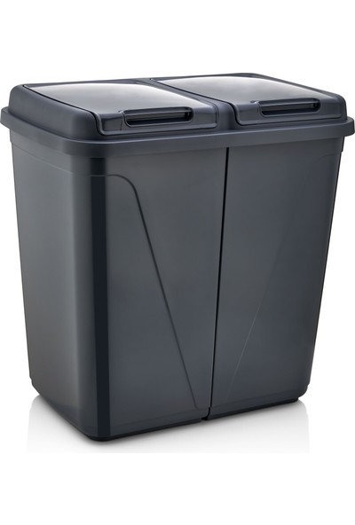 Aslife Çift Hazneli Kirli Sepeti Antrasit Aslife Çift Hazneli Kirli Sepeti Antrasit