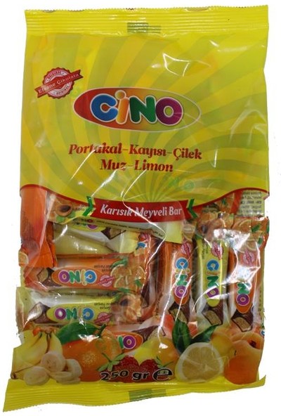 Teras Cino Karışık Meyve Aromalı Çikolata Kaplamalı Fondanlı Bar 250 Gr