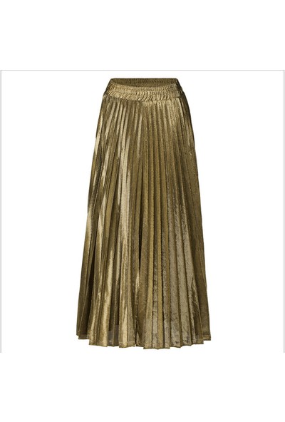 Gogoo Yeni Pilili Etek, Uzun Kadın Yüksek Belli ve Ince Uzun Etek, Metalik Renk A-Line Etek-Altın (Yurt Dışından) Gogoo Yeni Pilili Etek, Uzun Kadın Yüksek Belli ve Ince Uzun Etek, Metalik Renk A-Line Etek-Altın (Yurt Dışından)
