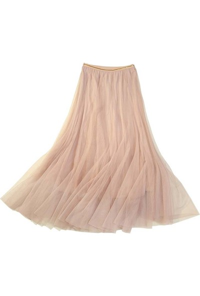 Gogoo Tatlı Yüksek Belli Örgü Etek A Kesim Etek Orta Uzunlukta Iplik Etek Elastik Belli Peri Etek Puf Etek-Pembe (Yurt Dışından)