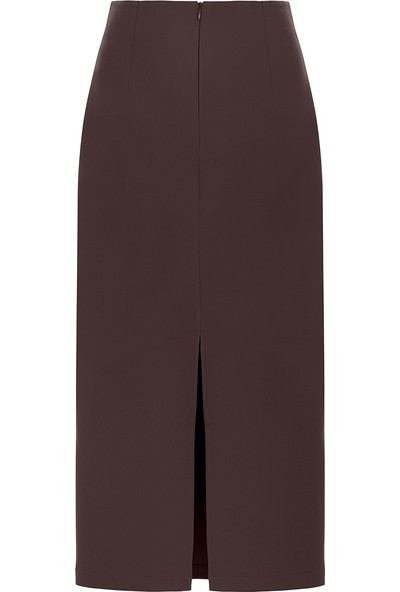 Nocturne - Yüksel Bel Midi Boy Etek Kahverengi