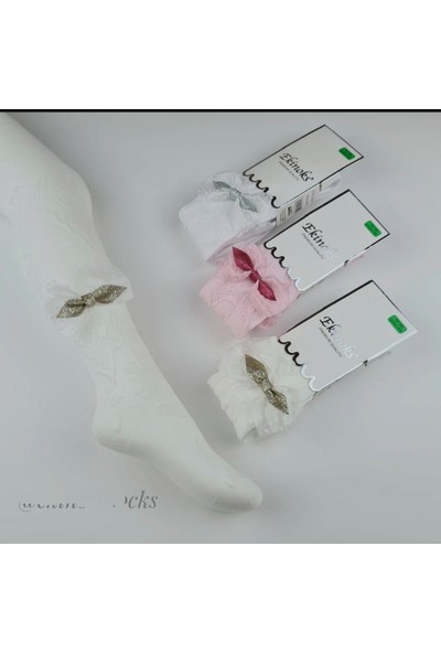 Ekinoks Sock Kabartma Fiyonklu Kız Çocuk Külotlu Çorap