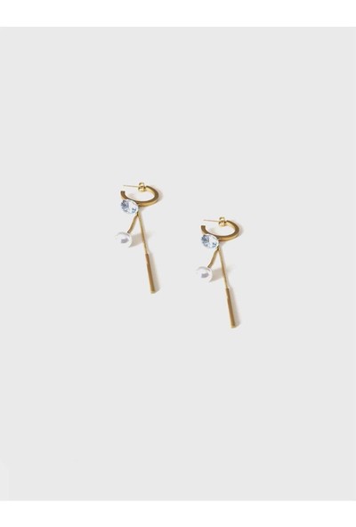 Quella Taki Incili Sarkıt Gold Küpe Quella Taki Incili Sarkıt Gold Küpe