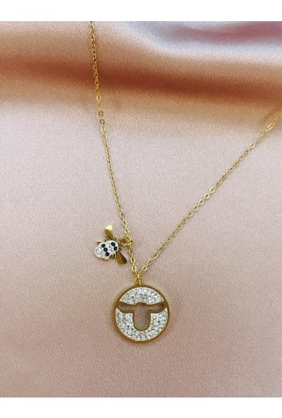 Quella Taki Çelik Arı Taşlı Gold Kolye Quella Taki Çelik Arı Taşlı Gold Kolye