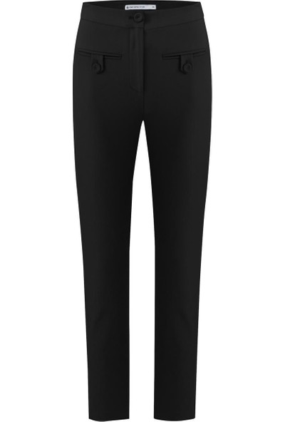 Lorna Slim Fit Boru Paça Siyah Pantolon