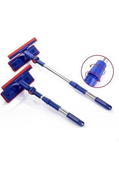 Ayla Stand Teleskopik Sap Çekçekli Cam Silme Aparatı Ayarlanabilir Fırça Sap