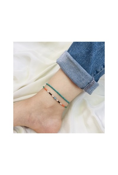 Pearl Beads Ikili Afgan Boncuğu Halhal Set