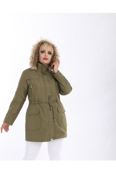 Alba Collection Kadın Bondit Su Itici Kumaş Içi Yün Kıvırcık Büyük Beden Mont Haki Alba Collection Kadın Bondit Su Itici Kumaş Içi Yün Kıvırcık Büyük Beden Mont Haki
