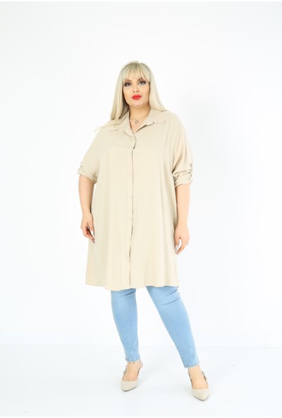 Alba Collection Kadın Pamuk Viskon Düz Büyük Beden Tunik Ekru Alba Collection Kadın Pamuk Viskon Düz Büyük Beden Tunik Ekru