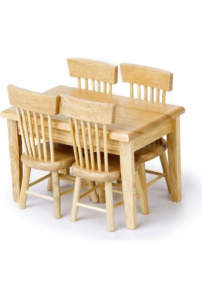 Charge 5 Adet/takım 1/12 Dollhouse Minyatür Yemek Masası Sandalye