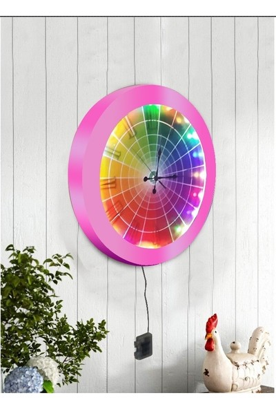 Bahat Ledli Işıklı Metal Pembe Duvar Saati Aplik Gece Lambası 35 cm Bahat Ledli Işıklı Metal Pembe Duvar Saati Aplik Gece Lambası 35 cm