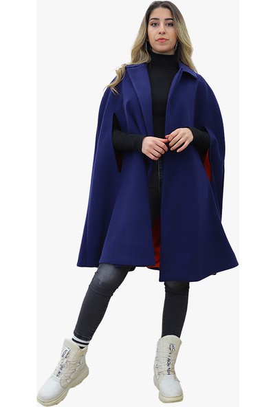 Elvan Sungur Lacivert Uzun Kaşe Pelerin Elvan Sungur Lacivert Uzun Kaşe Pelerin