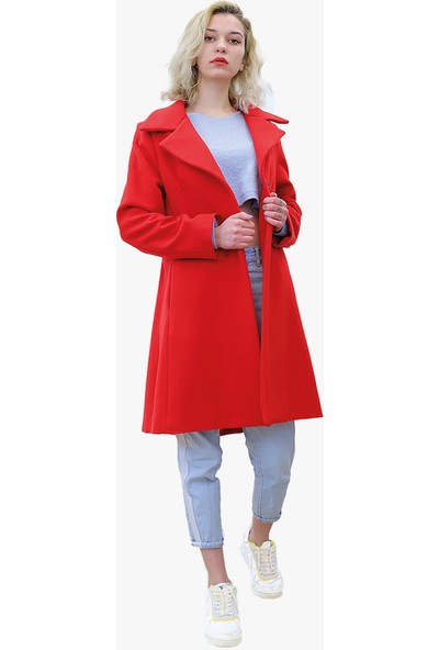 Elvan Sungur Uzun Kırmızı Kaşe Kaban Elvan Sungur Uzun Kırmızı Kaşe Kaban