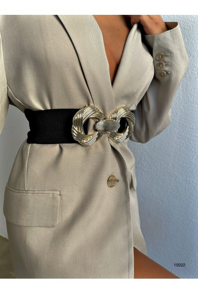 Çift Tokalı Lastikli Korseli Kemer