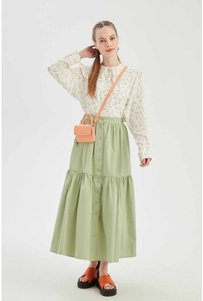 Manuka Düğmeli Etek Mint