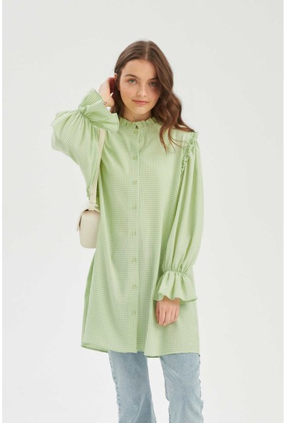Manuka Fırfır Detaylı Gömlek Mint