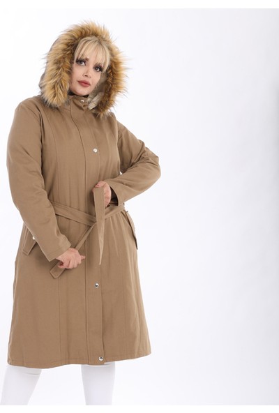 Alba Collection Kadın Gabardin Kapüşonlu Içi Kıvırcık Büyük Beden Mont Vizon Alba Collection Kadın Gabardin Kapüşonlu Içi Kıvırcık Büyük Beden Mont Vizon