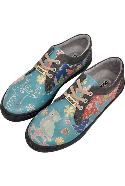 Dogo Owl Deer Fox / Tasarım Baskılı Vegan / Dogo Cord Kadin Ayakkabi