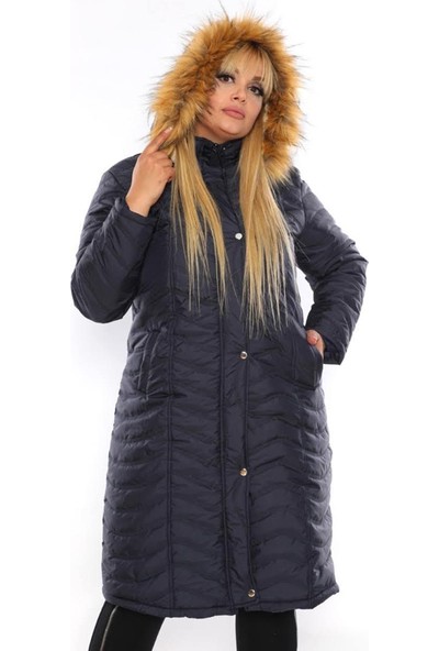 Alba Collection Kadın Şişme Kapitone Büyük Beden Mont Lacivert Alba Collection Kadın Şişme Kapitone Büyük Beden Mont Lacivert