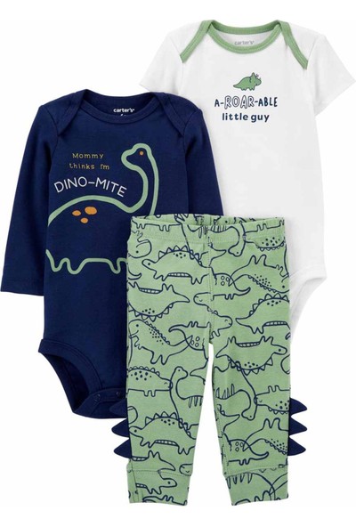 Carter's Erkek Bebek Dinozor Karakterli Body Pantolon Set 3'lü Paket Carter's Erkek Bebek Dinozor Karakterli Body Pantolon Set 3'lü Paket