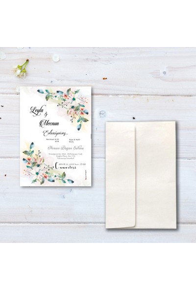 Yaşam Baskı Beyaz Zarflı Davetiye (Düğün - Nişan - Nikah - Kına) Yaşam Baskı Beyaz Zarflı Davetiye (Düğün - Nişan - Nikah - Kına)