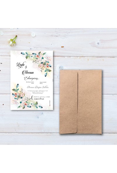 Yaşam Baskı Kraft Zarflı Davetiye (Düğün - Nişan - Nikah - Kına) Yaşam Baskı Kraft Zarflı Davetiye (Düğün - Nişan - Nikah - Kına)