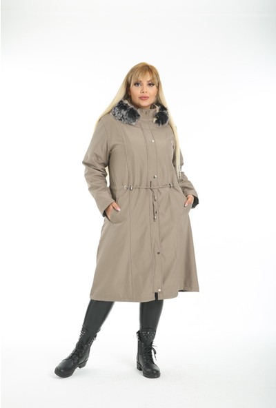 Alba Collection Kadın Uzun Bondit Kumaş Içi Kıvırcık Büyük Beden Mont Taş Rengi Alba Collection Kadın Uzun Bondit Kumaş Içi Kıvırcık Büyük Beden Mont Taş Rengi