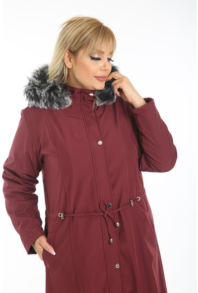 Alba Collection Kadın Uzun Bondit Kumaş Içi Kıvırcık Büyük Beden Mont Bordo Alba Collection Kadın Uzun Bondit Kumaş Içi Kıvırcık Büyük Beden Mont Bordo