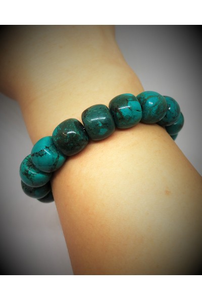 Orhan Güneş Gümüş Firuze Taş (Nazara Karşı Etkili) Doğaltaş Bileklik