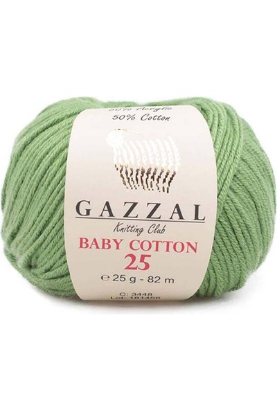 Gazzal Baby Cotton 25 El Örgü Ipi Yeşil 3448