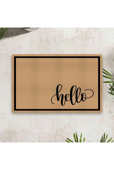 Vagonik Hello Dijital Baskılı 50 x 70 cm Dekoratif Çok Amaçlı Iç ve Dış Kapı Paspası