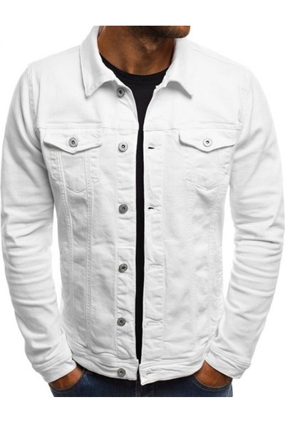 Farfi Moda Erkekler Düz Renk Uzun Kol Düğme Aşağı Yaka Çok Cepler Demin Ceket (Yurt Dışından) Farfi Moda Erkekler Düz Renk Uzun Kol Düğme Aşağı Yaka Çok Cepler Demin Ceket (Yurt Dışından)