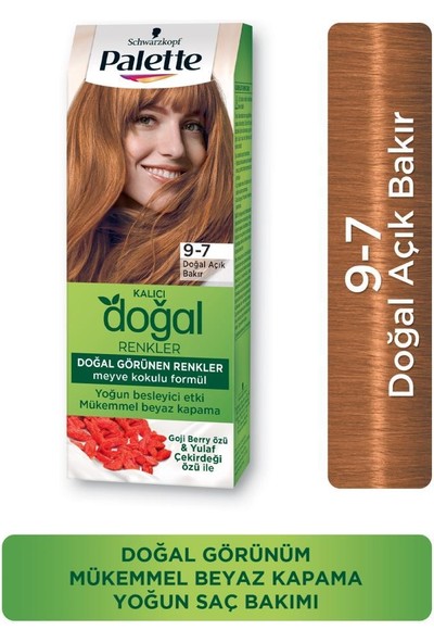 Palette Kalıcı Doğal Renkler Saç Boyası 9-7 Doğal Açık Bakır Palette Kalıcı Doğal Renkler Saç Boyası 9-7 Doğal Açık Bakır