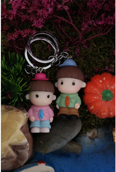 By Zeyna Aksesuar Kız ve Erkek Çift 2 Li Sevgili Anahtarlığı