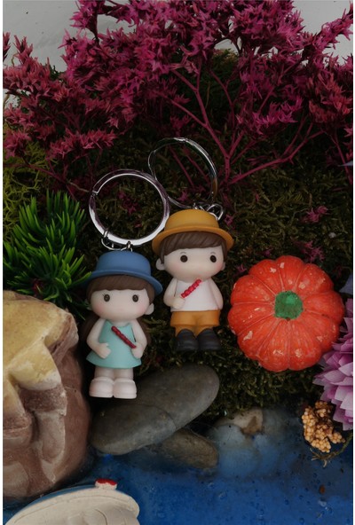 By Zeyna Aksesuar Kız ve Erkek Çift 2 Li Sevgili Anahtarlığı