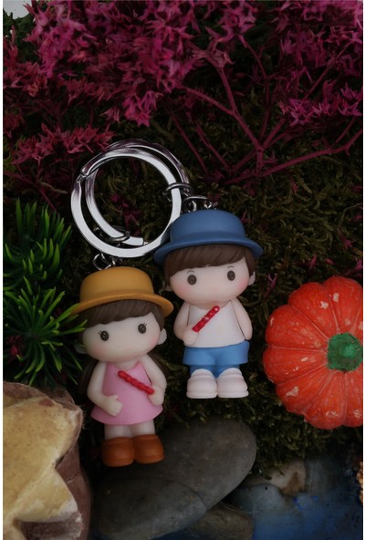 By Zeyna Aksesuar Kız ve Erkek Çift 2 Li Sevgili Anahtarlığı