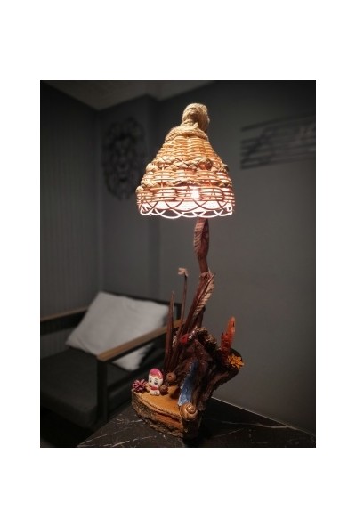 Doğal Ahşap Abajur