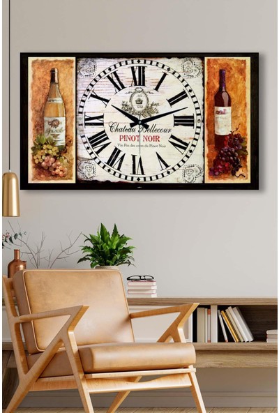 Fupe Shop Duvar Saati - 552441 - Dekoratif Duvar Saati Kanvas Tablo 100 x 70 x 4 cm