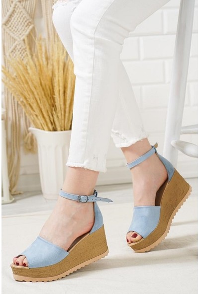 Lanina Kadın Bebe Mavisi Dolgu Topuk Sandalet