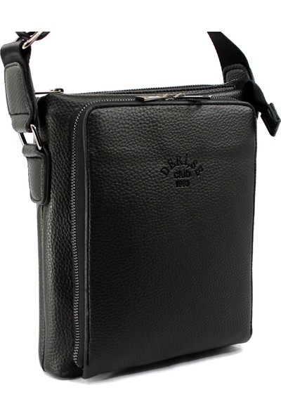 Derise Clup Erkek Siyah Renk Çapraz Postacı, Askılı Omuz Çantası Derise Clup Erkek Siyah Renk Çapraz Postacı, Askılı Omuz Çantası