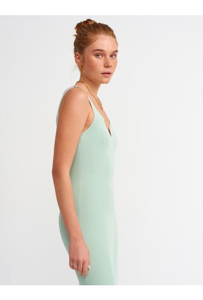 Dilvin 1032 Askılı Triko Elbise-Mint Dilvin 1032 Askılı Triko Elbise-Mint