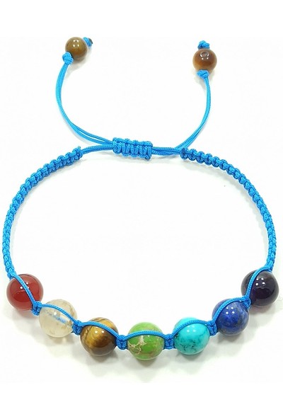 Kamus 7 Çakra Makrome Ip Örgü Bileklik Mavi Kamus 7 Çakra Makrome Ip Örgü Bileklik Mavi
